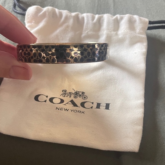Coach | Jewelry | Coach Signature Pattern Bangle In Black And Gold ...